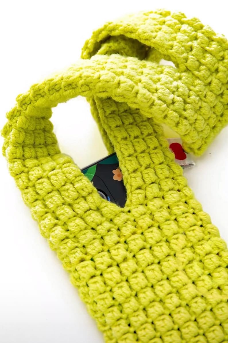 PDF + Video Crochet Phone Pocket Pattern, Minimalist Long Strap Phone ...
