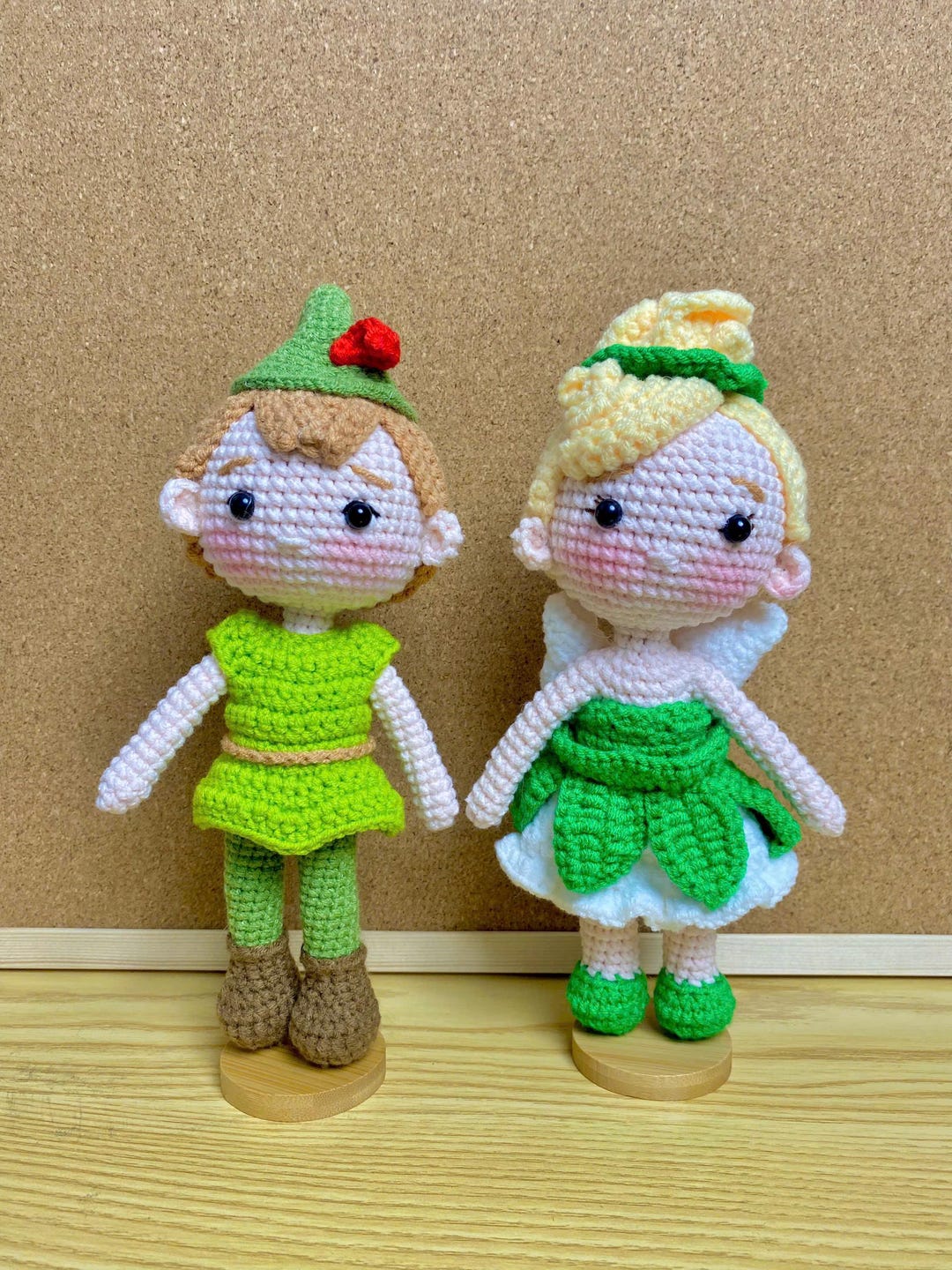 Crochet Tinkle Bell and Peter Pan Doll, Handmade Tinkle Bell Doll ...
