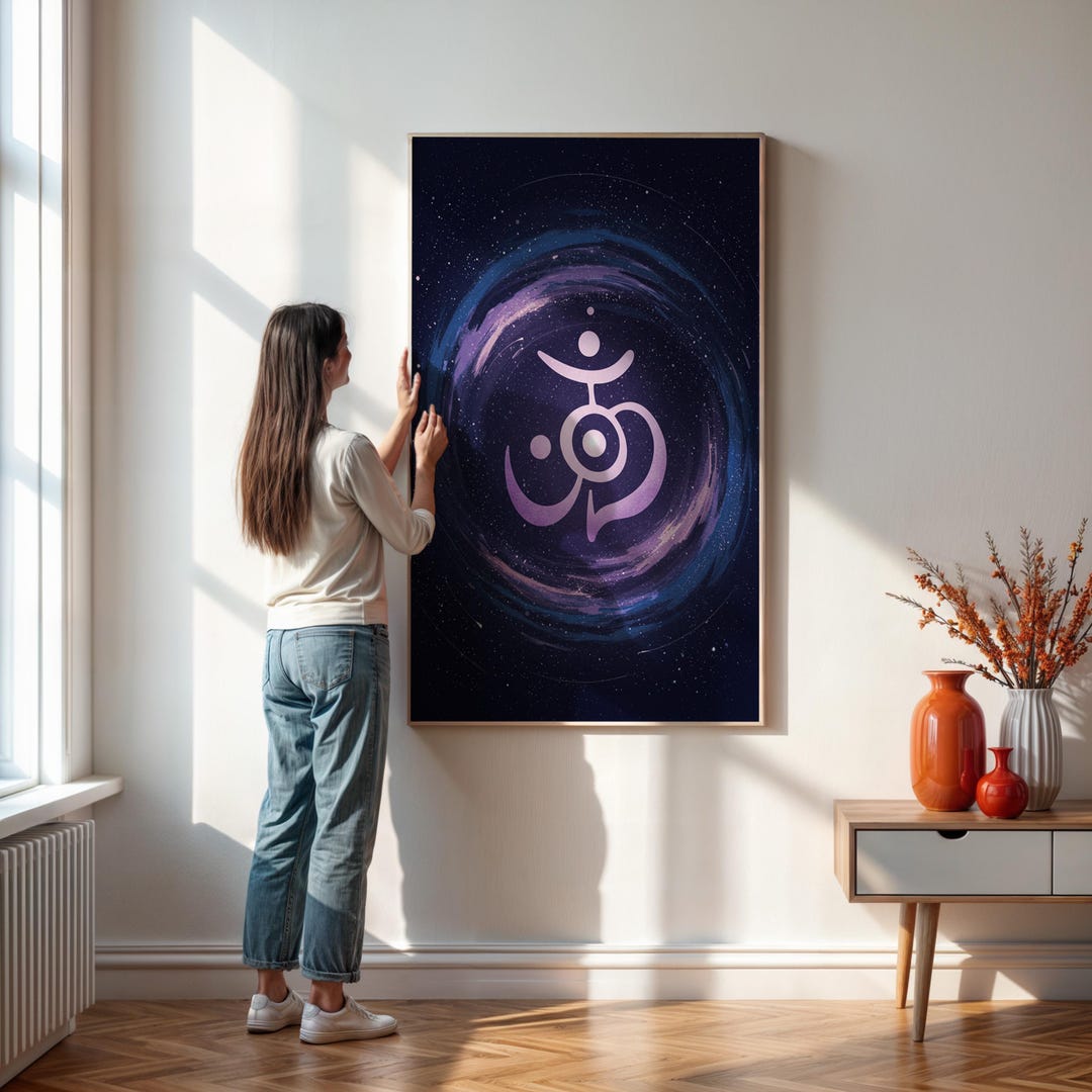 Cosmic Galaxy Om Symbol Wall Art Print Spiritual Meditation Poster in ...