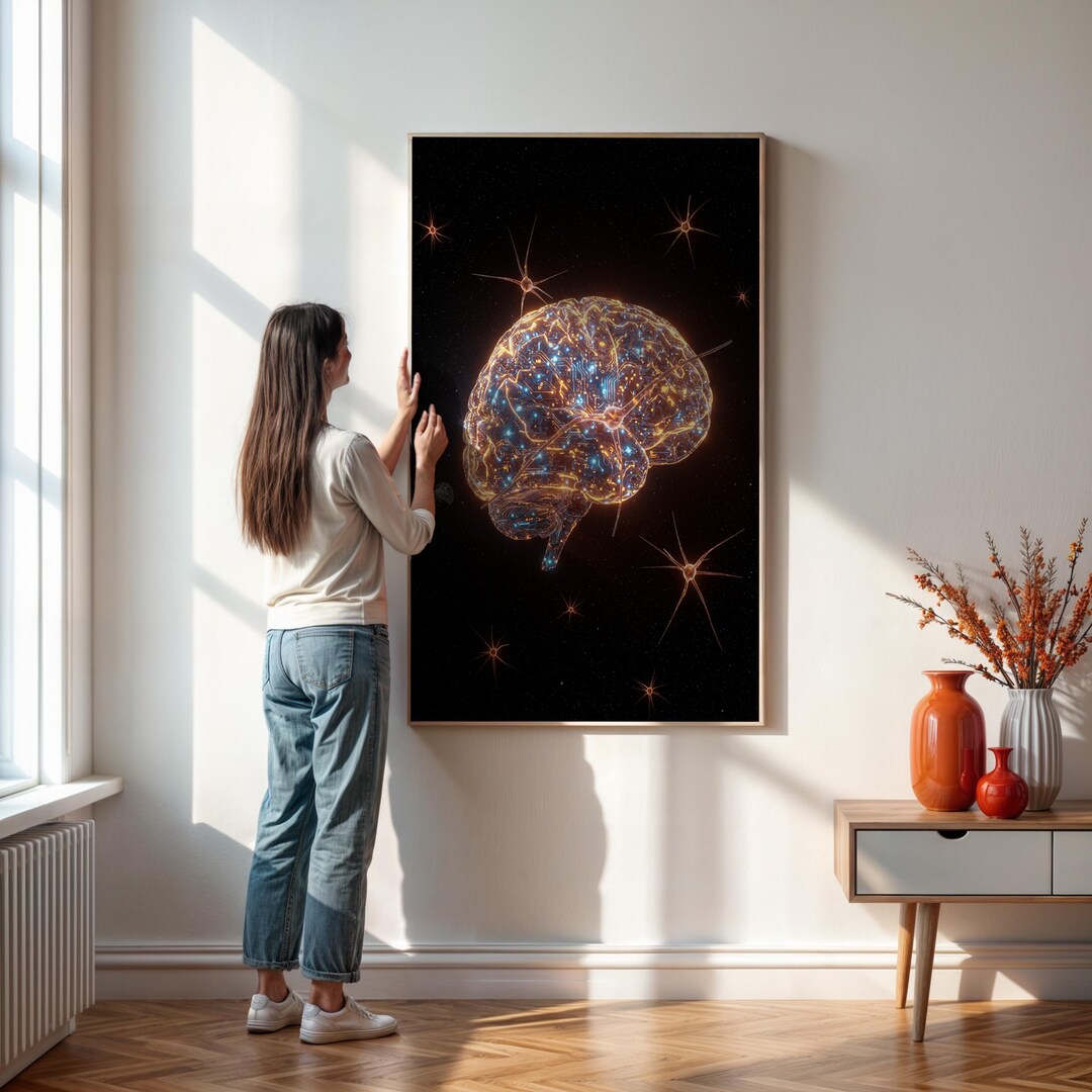 Cosmic Brain Wall Art Print Neural Galaxy Poster, Futuristic Science ...