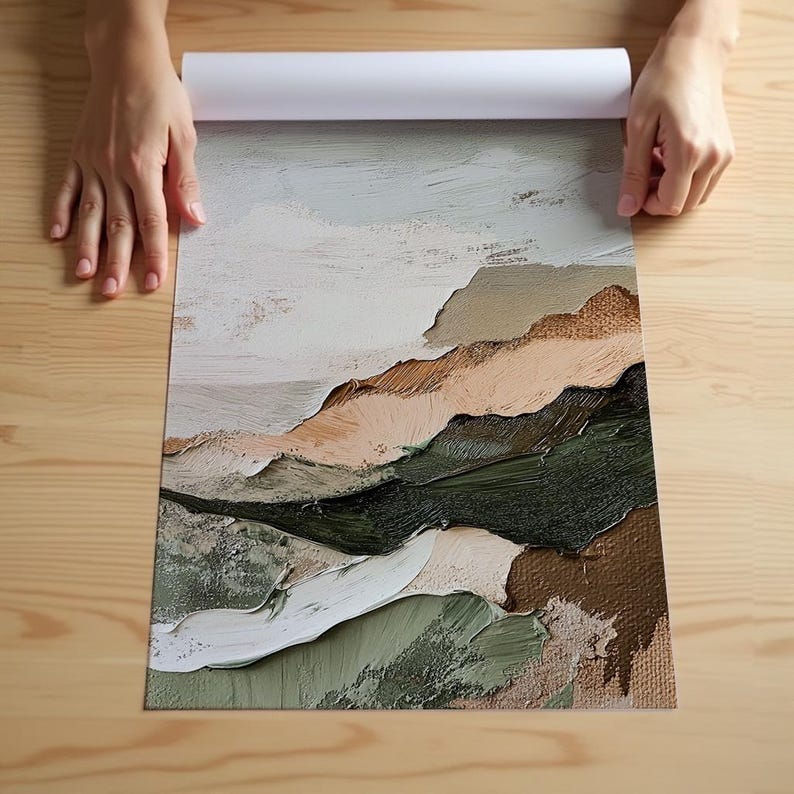 Textured Abstract Landscape Poster, Earth Tone Neutral Wall Art - Etsy