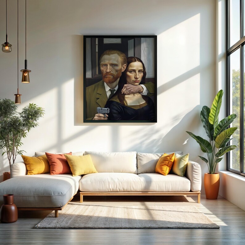 Dramatic Noir Couple Wall Art, Dark Vintage Crime Aesthetic Print ...