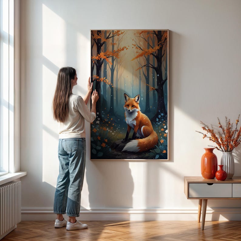 Enchanted Fox in Autumn Forest Wall Art, Majestic Wildlife Print ...