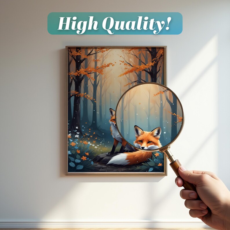 Enchanted Fox in Autumn Forest Wall Art, Majestic Wildlife Print ...