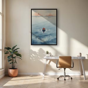 Rowing Boat Ocean Wall Art, Framed or Unframed Nautical Print ...