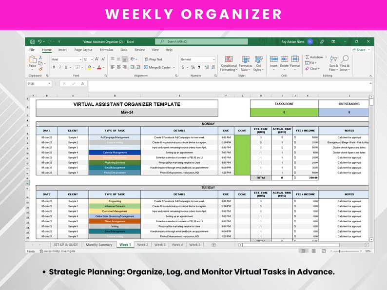 Virtual Assistant Organizer Template - Etsy