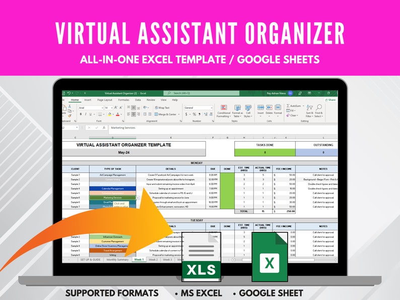 Virtual Assistant Organizer Template - Etsy