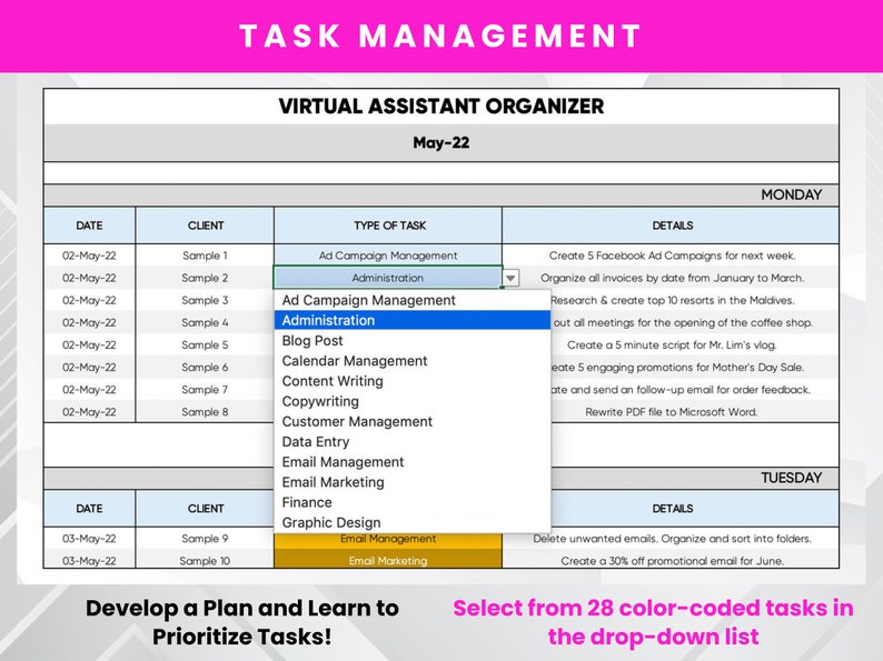 Virtual Assistant Organizer Template - Etsy