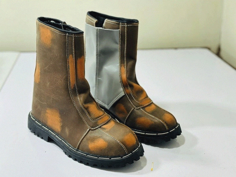 Mandalorian Shoes, Costume Mando Boots, Star War Real Leather Brown ...