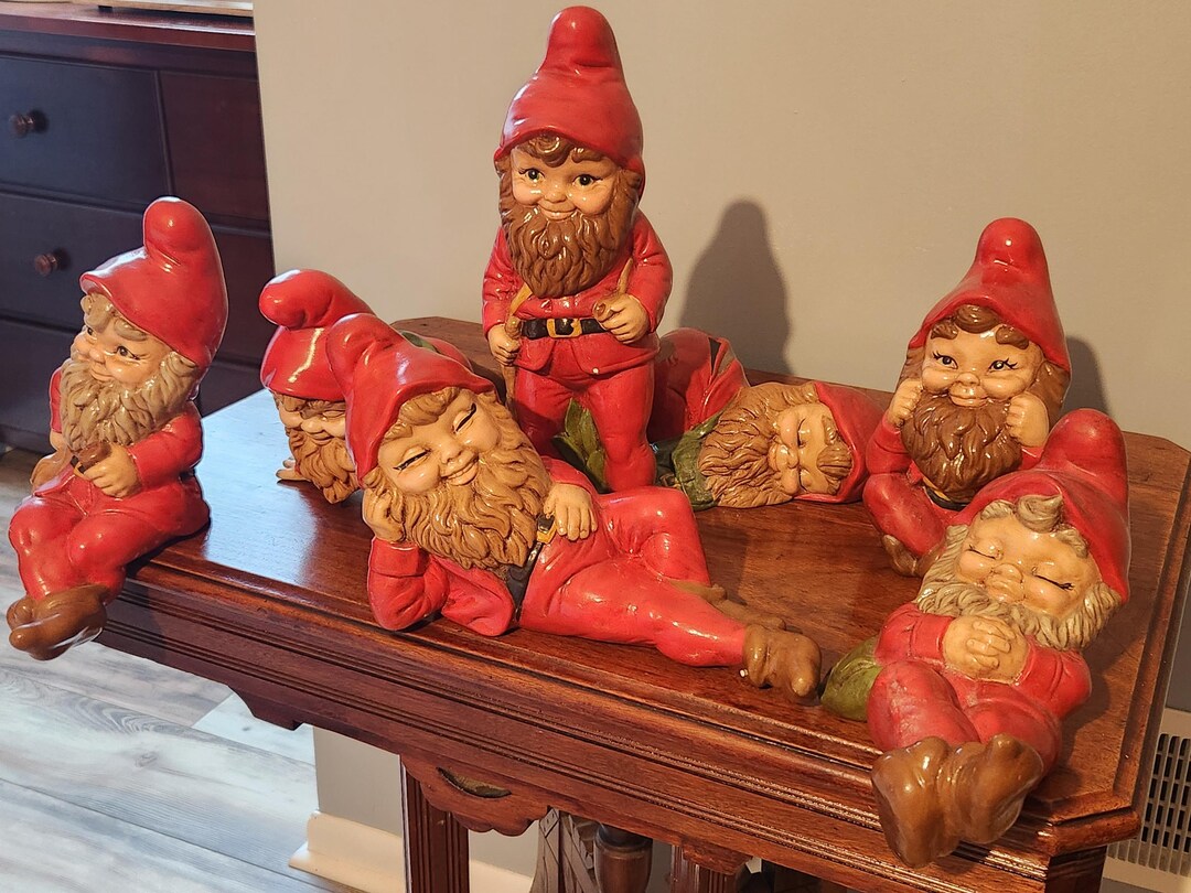 Vintage Ceramic Christmas Gnomes or Elves set of 7 - Etsy