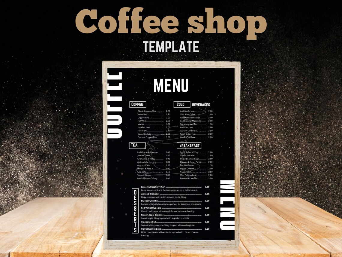 Coffee Shop Menu | Cafe Price List | Bakery Menu Template | Coffee Menu ...