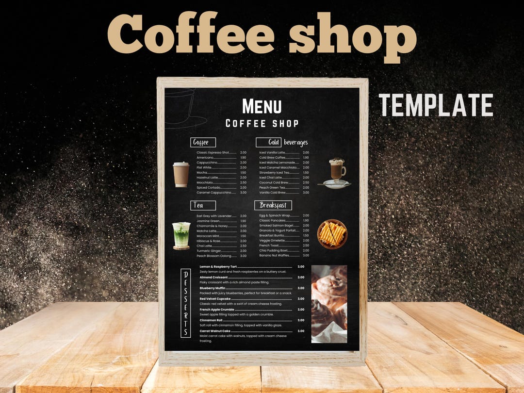 Coffee Shop Menu | Cafe Price List | Bakery Menu Template | Coffee Menu ...