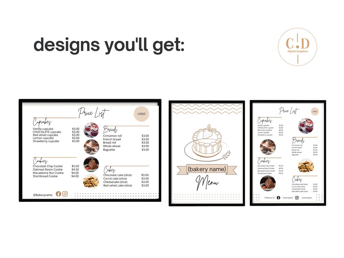 Bakery Menu Template | Bakery Price List | Price List Template Bakery ...