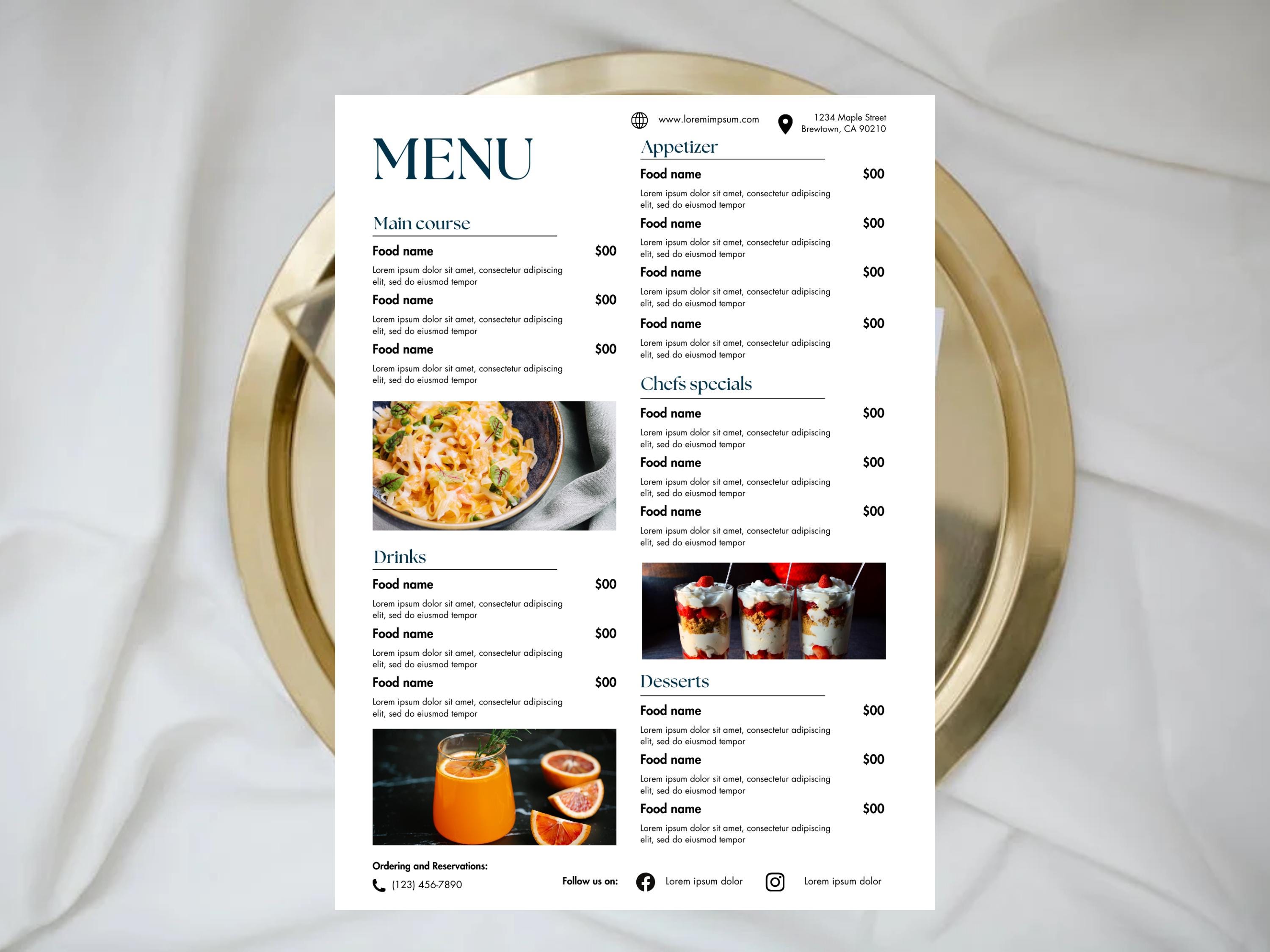 Restaurant Menu Template: Modern Cafe Menu (canva Editable) - Etsy