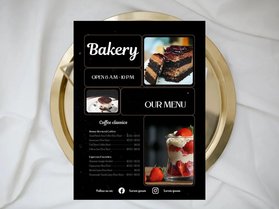 Bakery Price List | Price List Template Bakery | Cafe Menu | Bakery ...