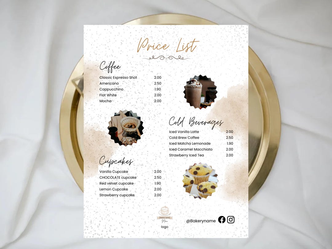 Coffee Shop Menu Template: Editable Cafe Price List (US Letter) - Etsy