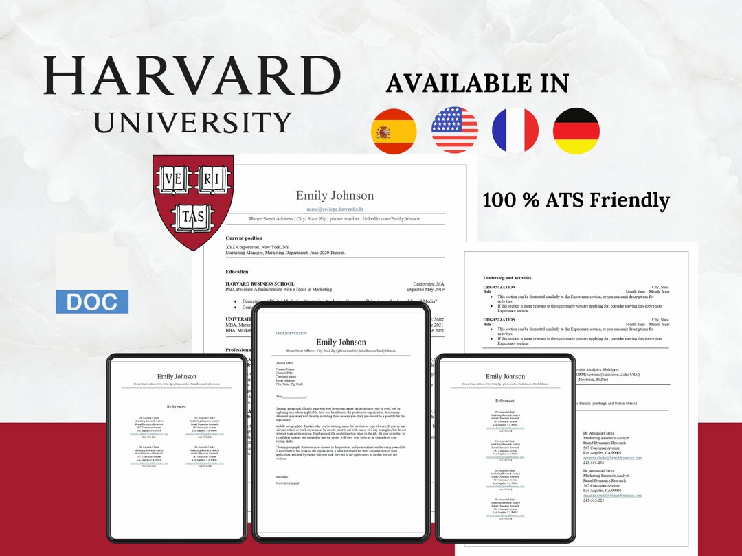 Harvard Resume Template ATS Resume Template Word Executive Resume ...