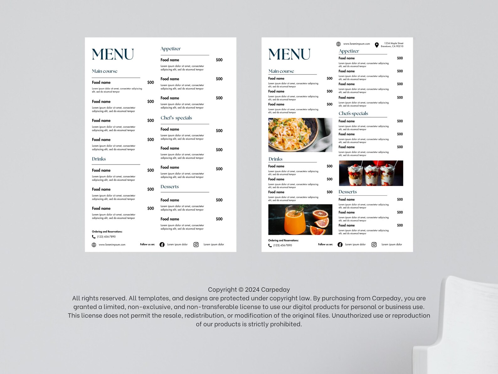 Restaurant Menu Template: Modern Cafe Menu (canva Editable) - Etsy