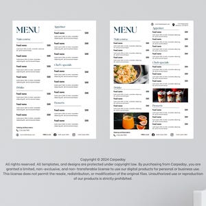 Restaurant Menu Template: Modern Cafe Menu (canva Editable) - Etsy