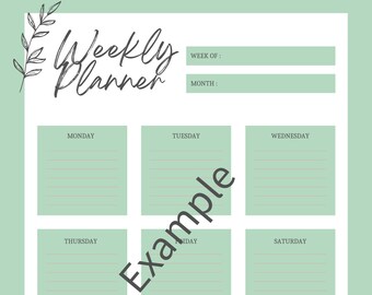 Weekly Planner SVG File - Etsy