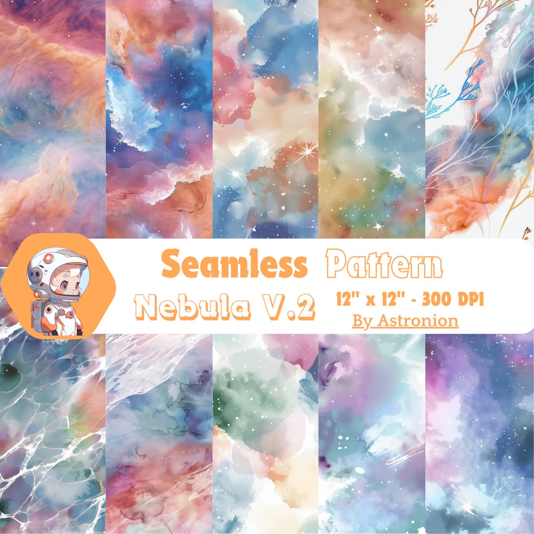 Space Nebula Digital Paper, Space Nebula Seamless Pattern, Space Nebula ...