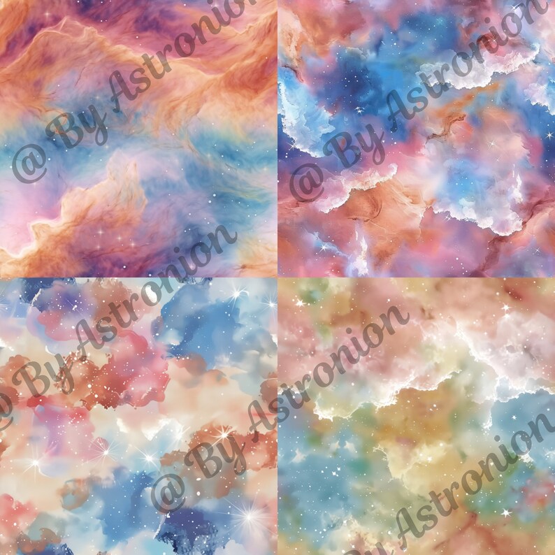 Space Nebula Digital Paper, Space Nebula Seamless Pattern, Space Nebula ...