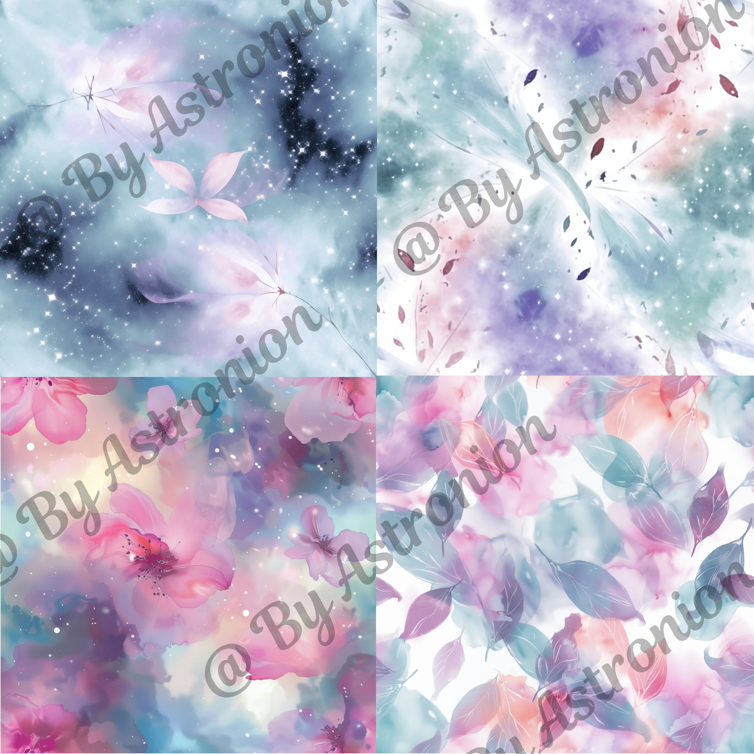 Space Nebula Digital Paper, Space Nebula Seamless Pattern, Space Nebula ...