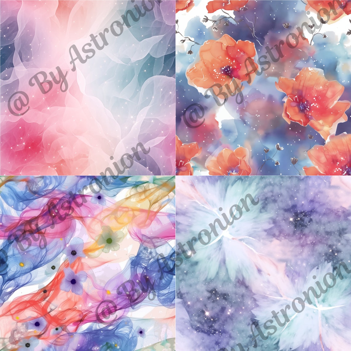 Space Nebula Digital Paper, Space Nebula Seamless Pattern, Space Nebula ...