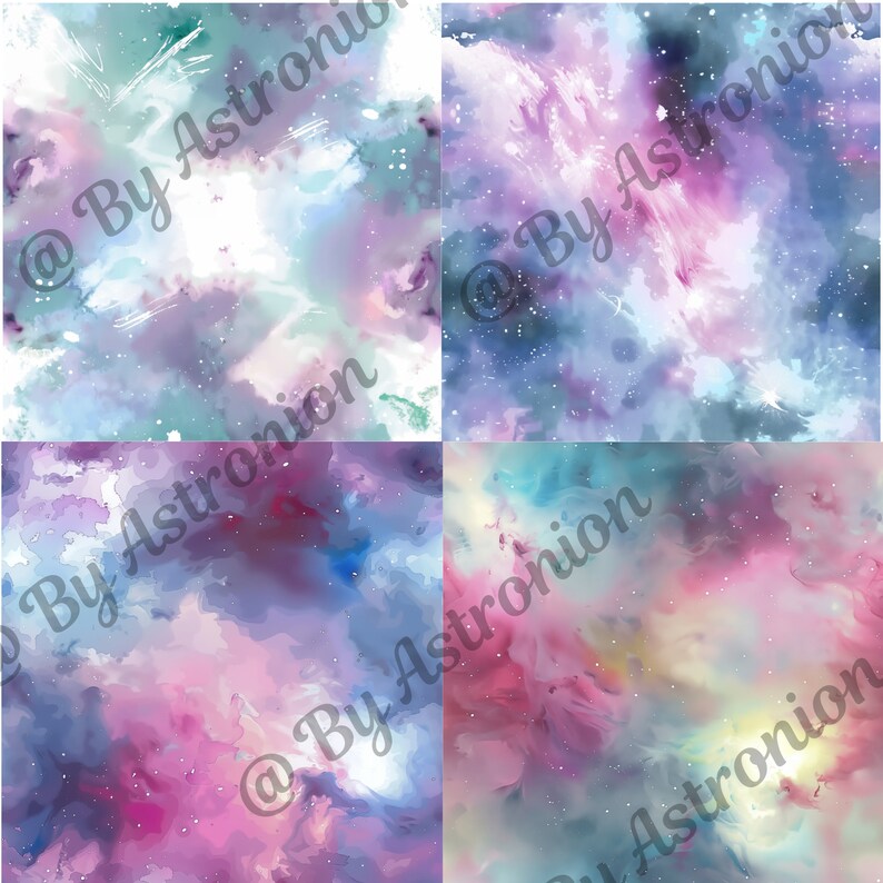 Space Nebula Digital Paper, Space Nebula Seamless Pattern, Space Nebula ...
