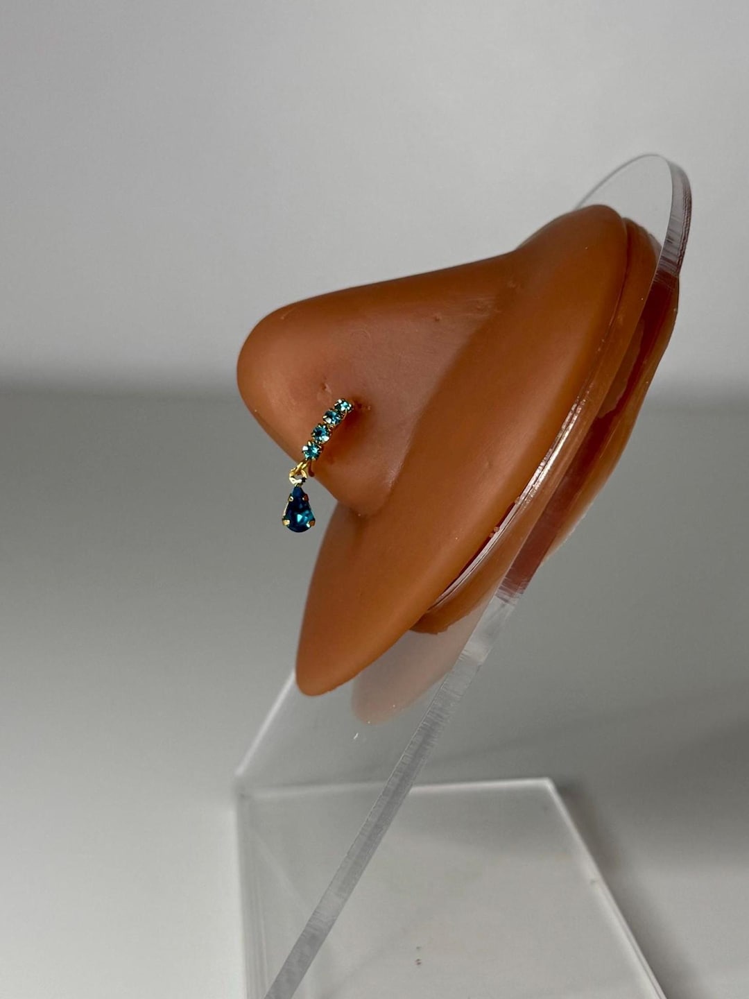 Gem Tear Drop Nose Ring: Gold & Silver Huggie Style - Etsy