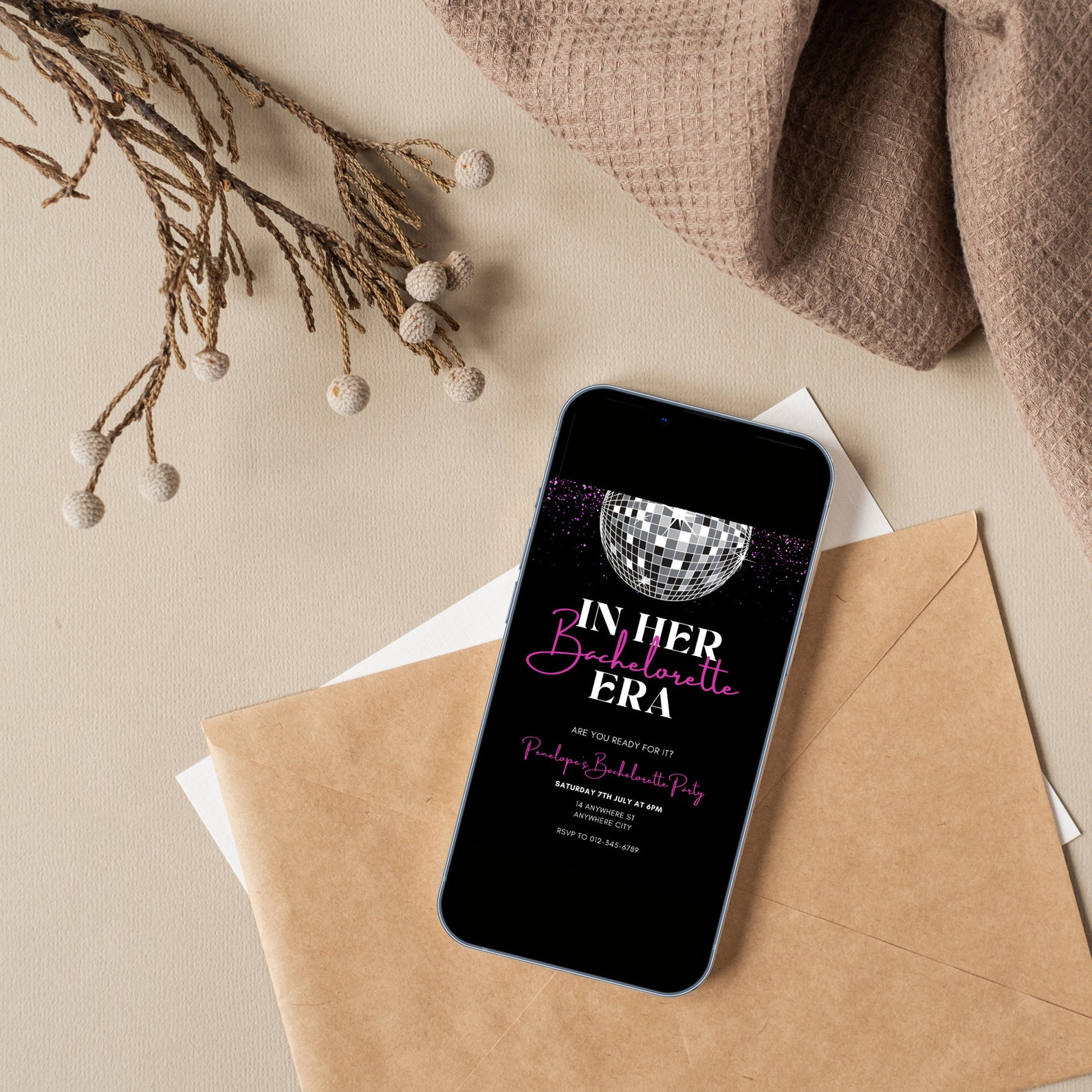 Editable Bachelorette Era Invitation, Disco Ball Bachelorette ...