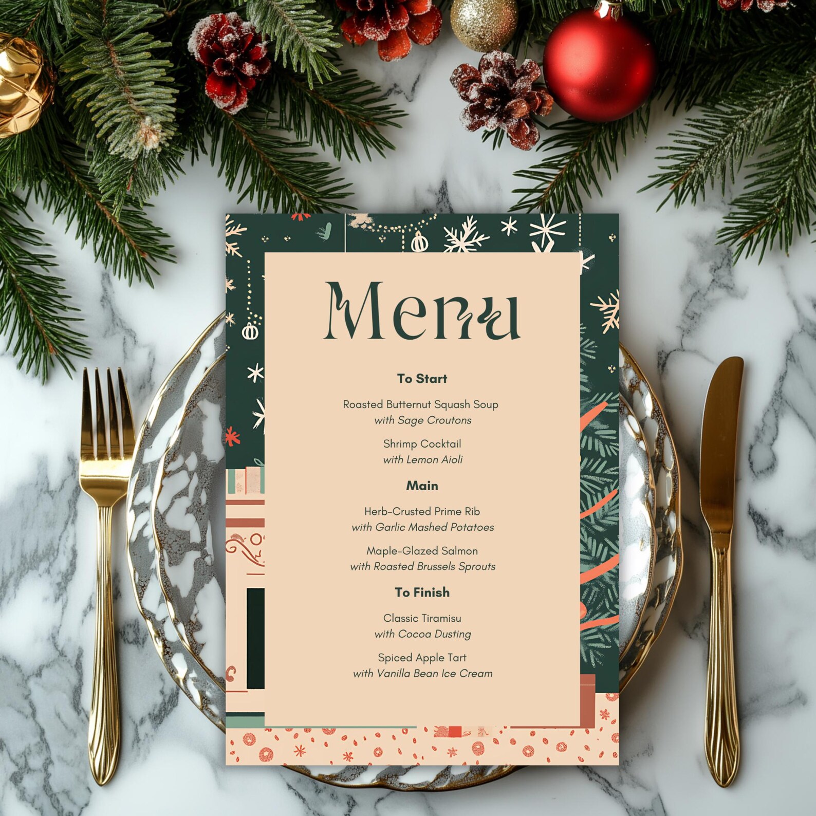 Printable Christmas Menu, Traditional Christmas Menu for Christmas ...