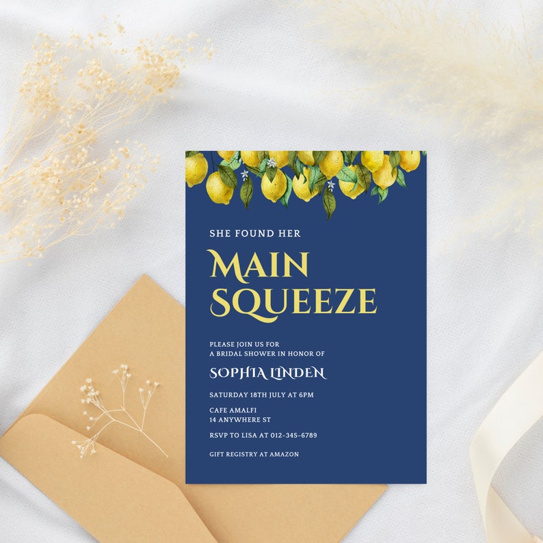 Minimal Lemon Invitation for Bridal Shower, Lemon Bridal Shower ...