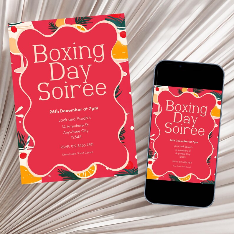 Boxing Day Invitation, Printable Christmas Boxing Day Invite, Boxing ...