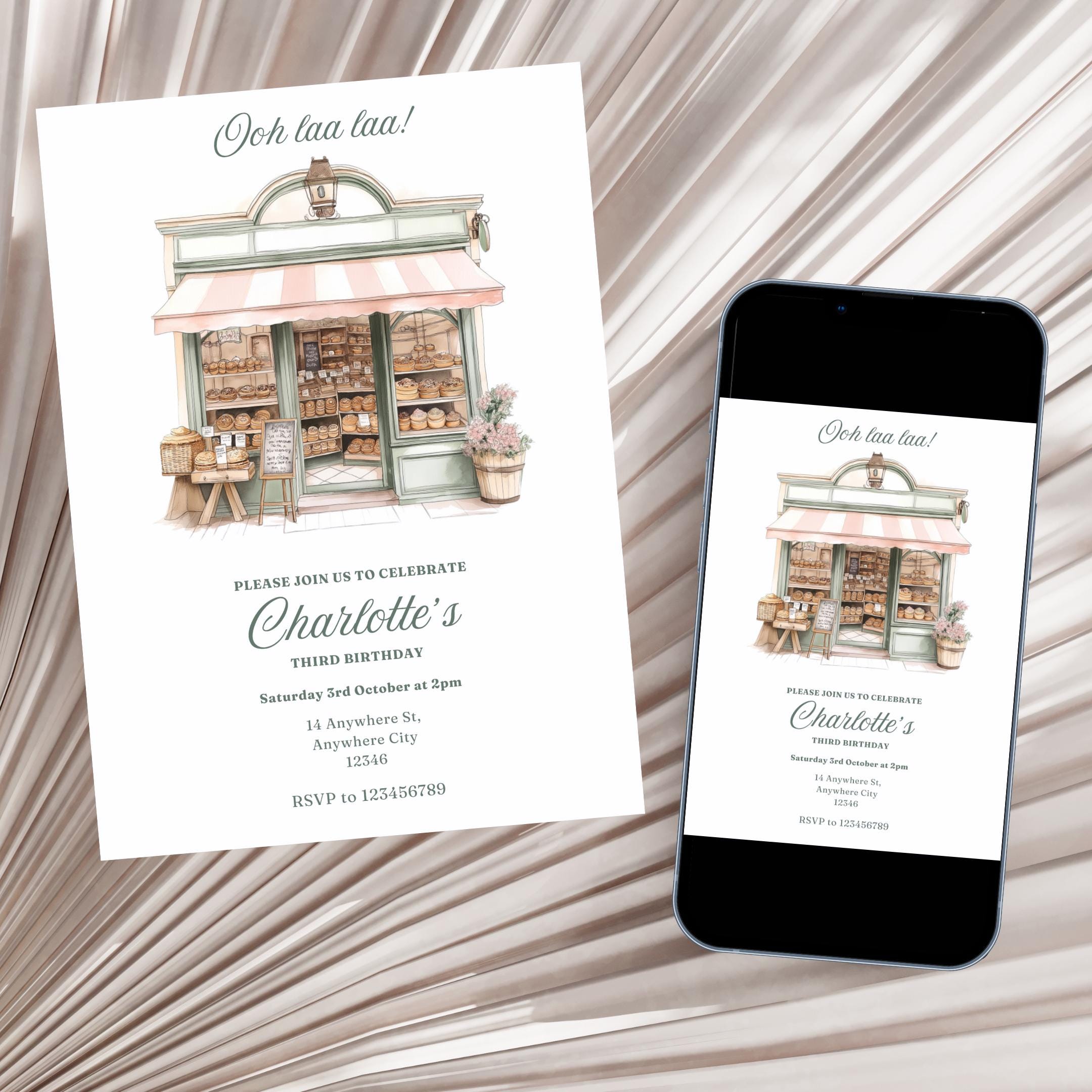 Printable Paris Bakery Invitation, Editable French Patisserie Invite ...