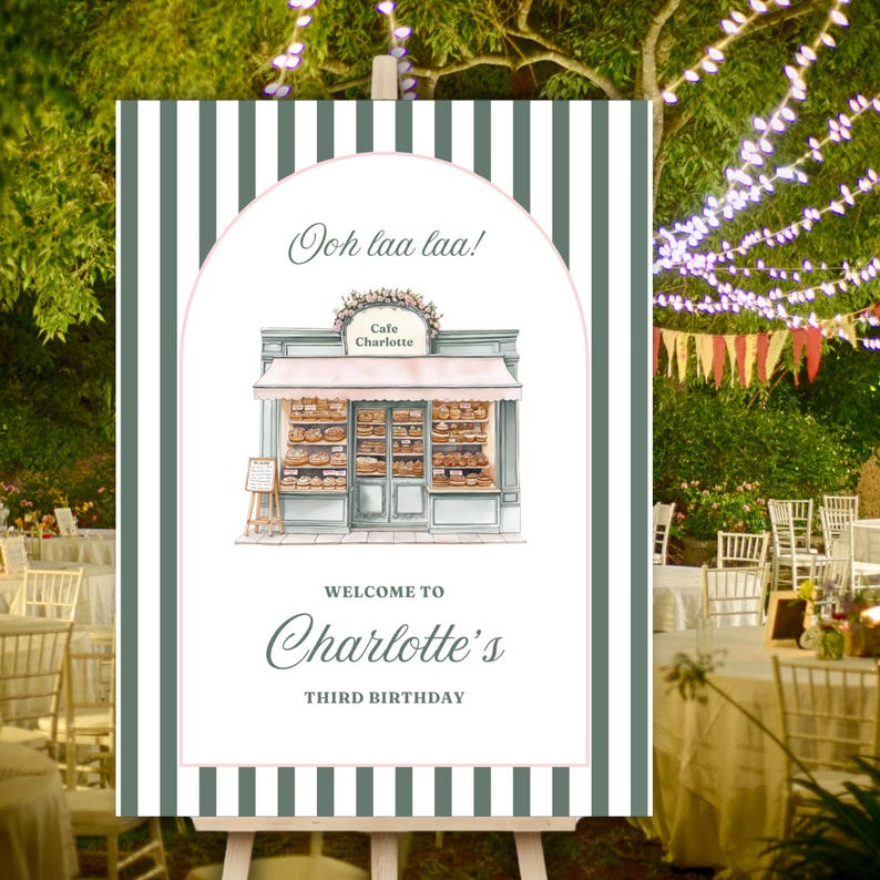 Printable Paris Bakery Welcome Sign, Editable French Patisserie Sign ...