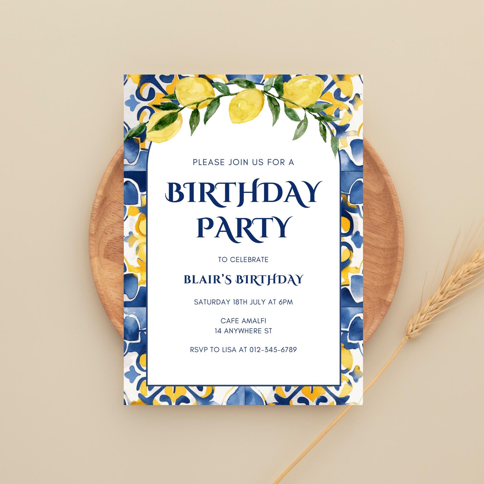 Printable Lemon Invitation for Birthday Party, Editable Lemon Birthday ...