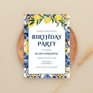 Printable Lemon Invitation for Birthday Party, Editable Lemon Birthday ...
