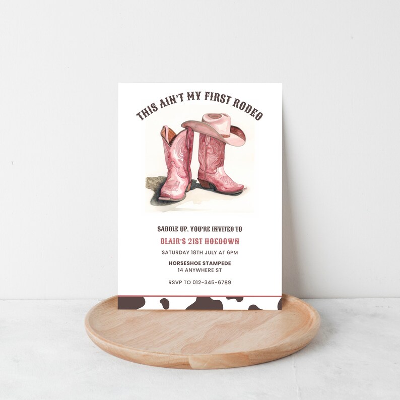 Cowboy Birthday Invitation, Cowgirl Invite, Rodeo Cowboy Birthday ...