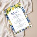Printable Lemon Menu Template, Editable Mediterranean Wedding Menu ...