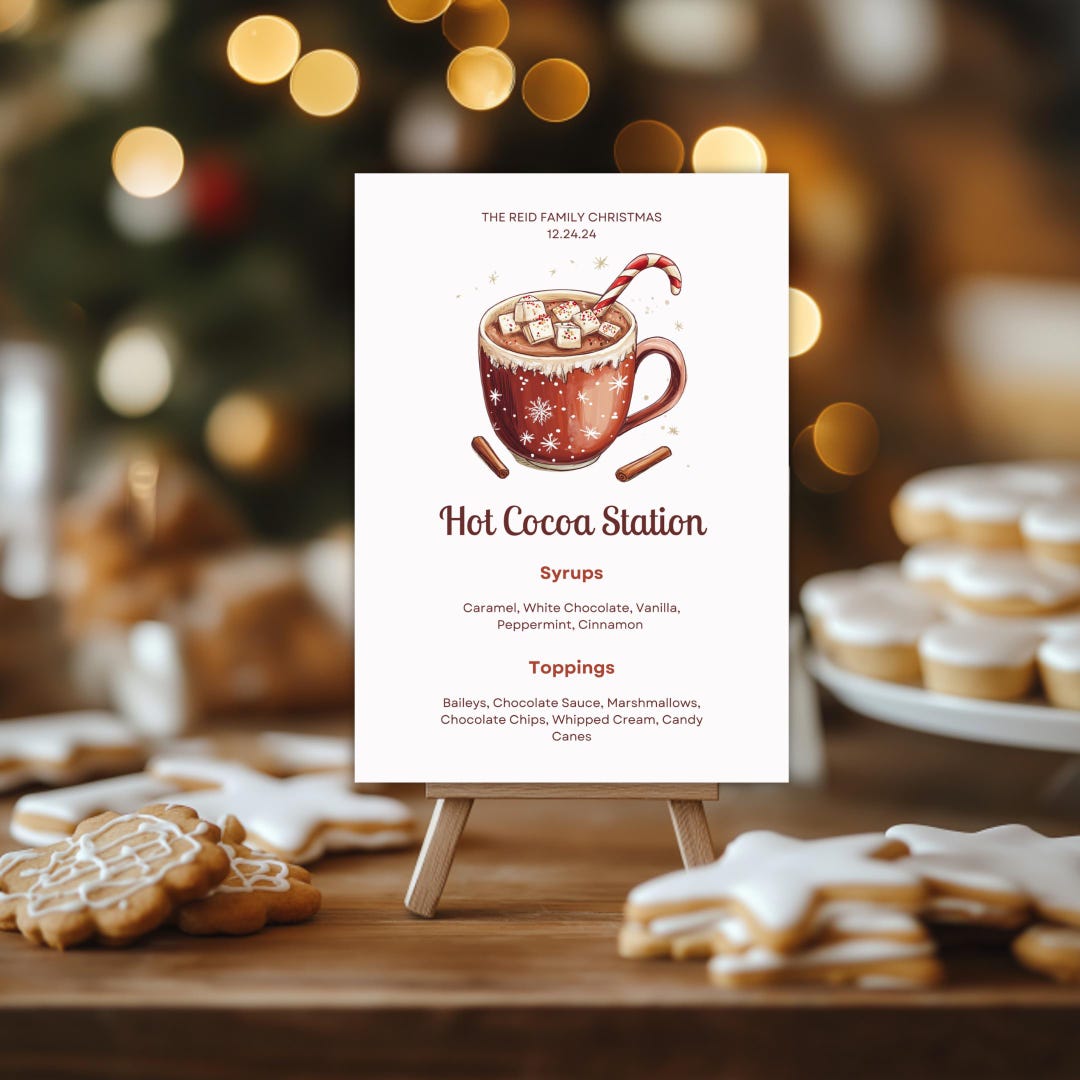 Printable Hot Chocolate Station Table Sign, Editable Christmas Hot ...