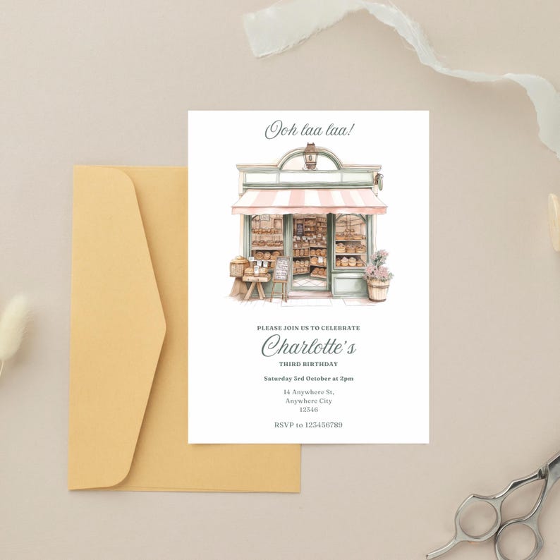 Printable Paris Bakery Invitation, Editable French Patisserie Invite ...