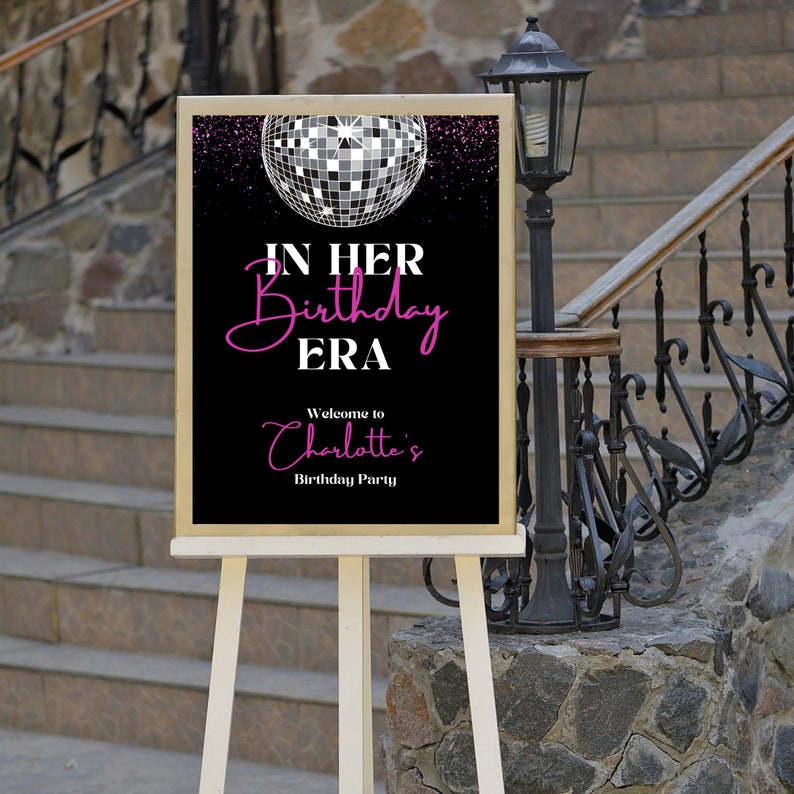 Birthday Era Disco Ball Welcome Sign for Eras Party, Mirror Ball ...
