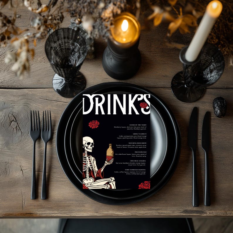 Printable Halloween Bar Menu, Halloween Cocktail Menu, Editable ...
