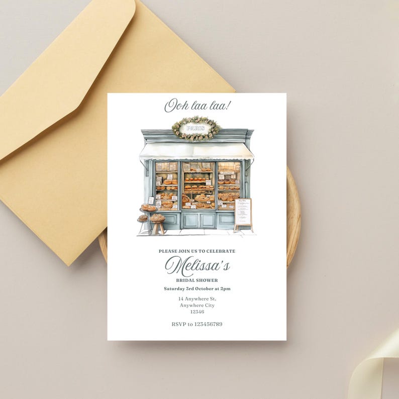 Printable French Patisserie Bridal Shower Invitation, Editable Paris ...