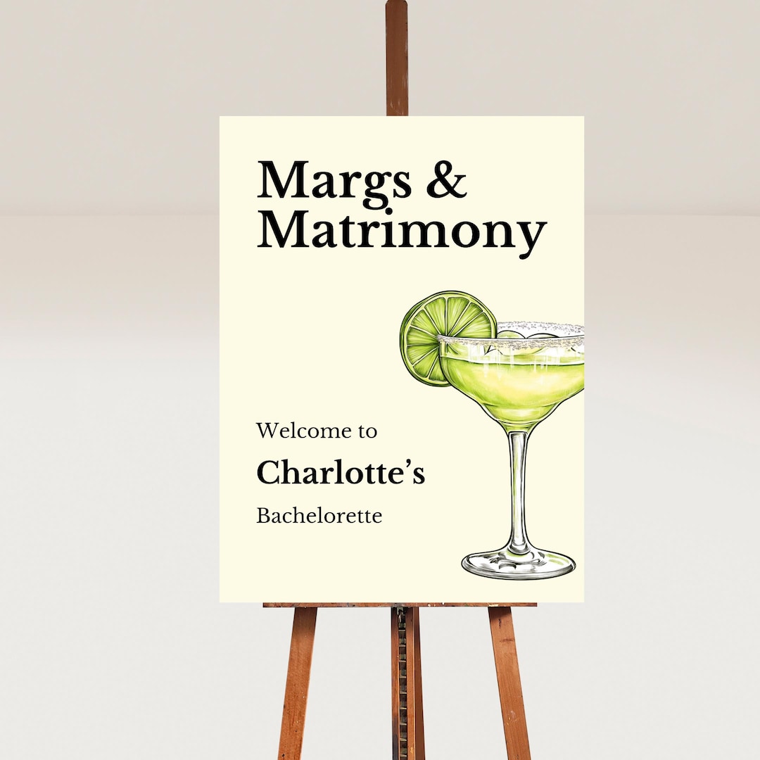 Margs and Matrimony Welcome Sign for Bachelorette Party, Printable ...