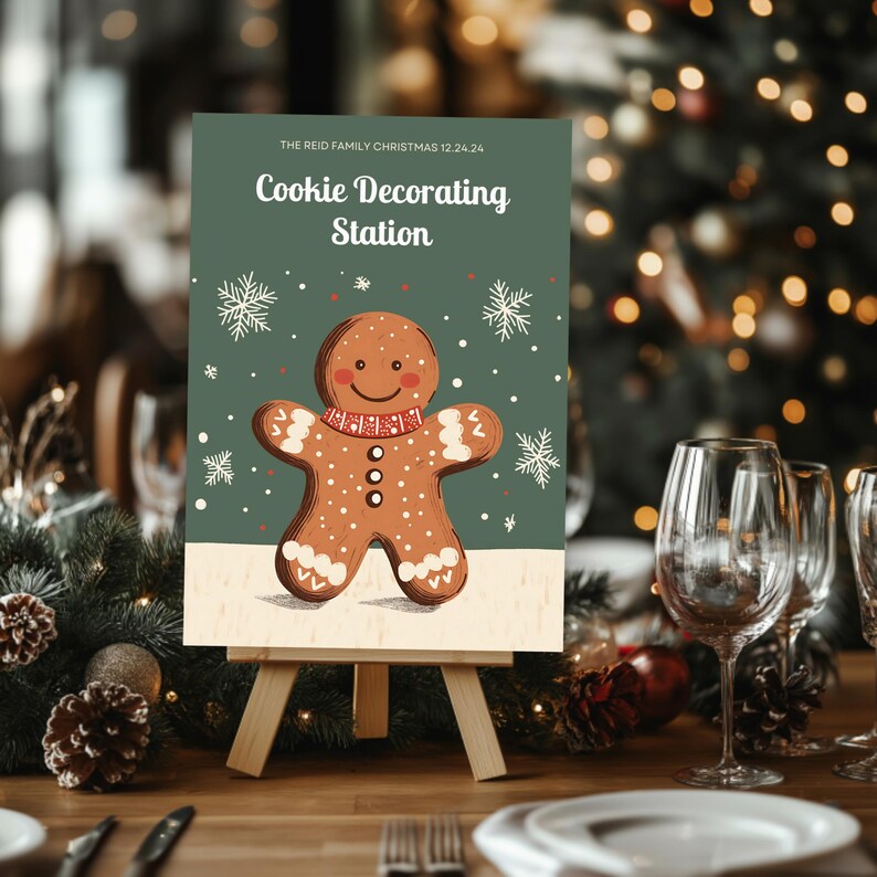 Cookie Decorating Station, Printable Traditional Christmas Party Decor ...