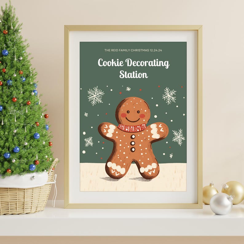 Cookie Decorating Station, Printable Traditional Christmas Party Decor ...