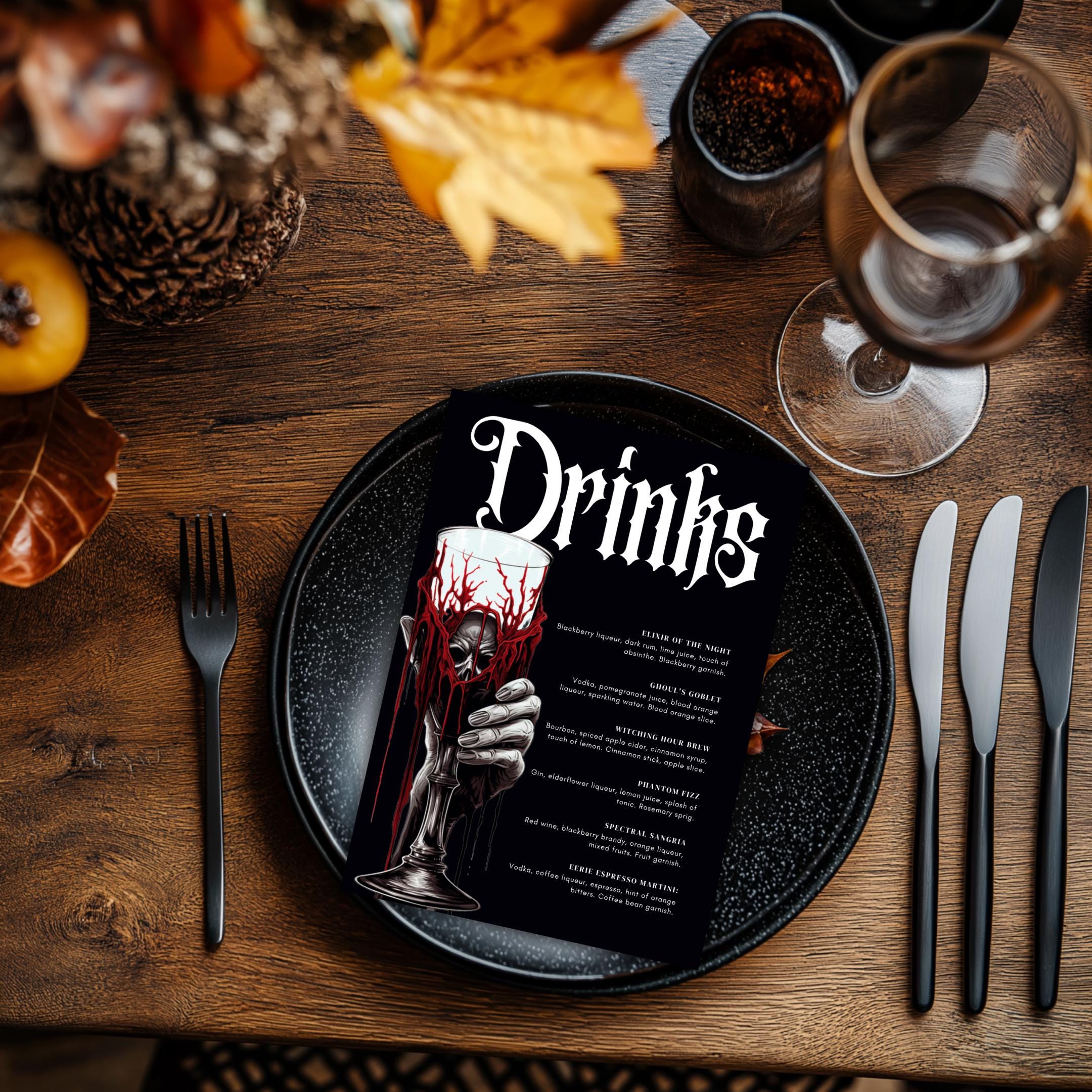 Halloween Bar Menu, Halloween Drinks Menu, Spooky Halloween Bar Menu ...