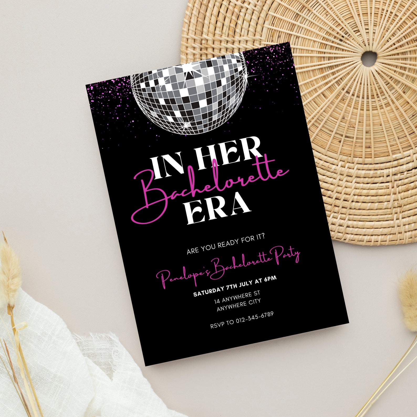 Editable Bachelorette Era Invitation, Disco Ball Bachelorette ...